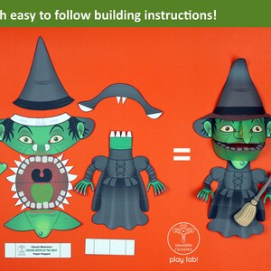 Wicked Witch of the West paper puppet halloween printable | Etsy