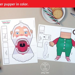 Santa Claus, Paper Puppet, Christmas, Holiday, Printable, Papercraft ...