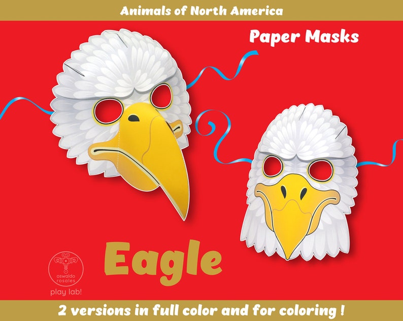Eagle, Paper Mask, North American Animal, Printable, Paper Craft, Paper ...