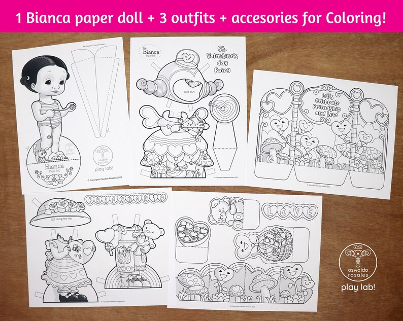 Paper Doll, St. Valentine, Holiday, Printable, Paper Set, Paper Craft ...