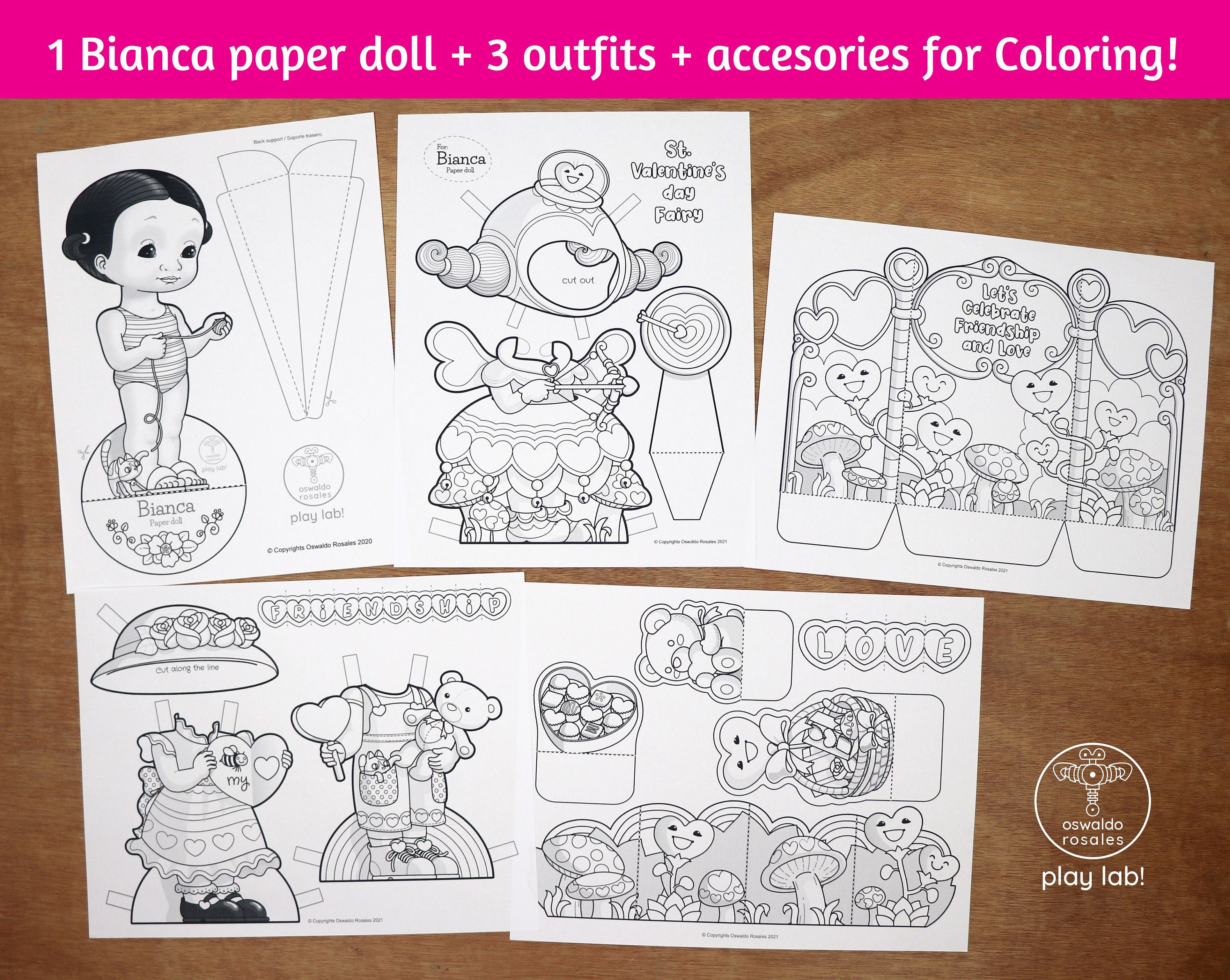 Paper Doll, St. Valentine, Holiday, Printable, Paper Set, Paper Craft ...