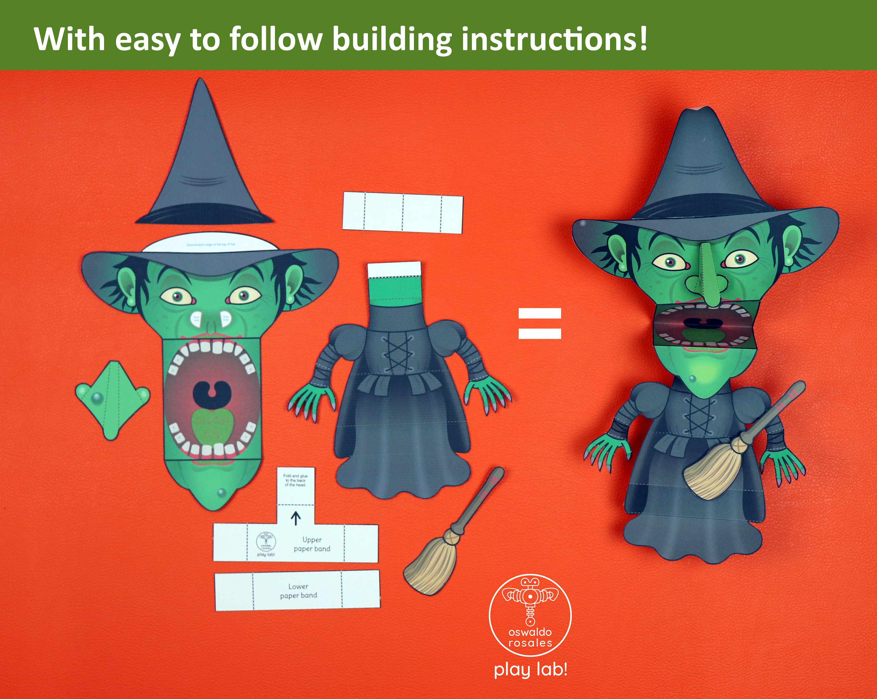 Wicked Witch of the West, Paper Puppet, Halloween, Printable ...