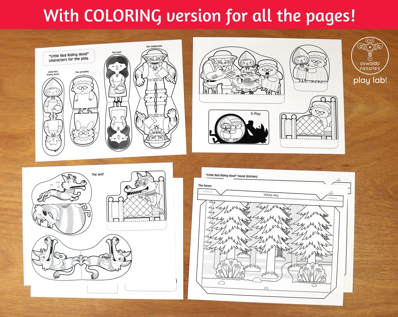 Paper Puppets Set, Fairy Tale, Printable, Coloring, Paper Craft, Paper ...