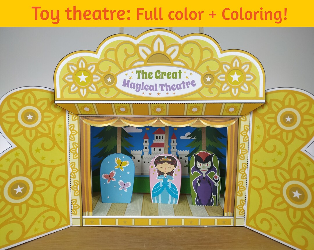 Toy Theatre, Yellow, Toy Theater, Paper Puppets, Fairy Tale, Printable ...