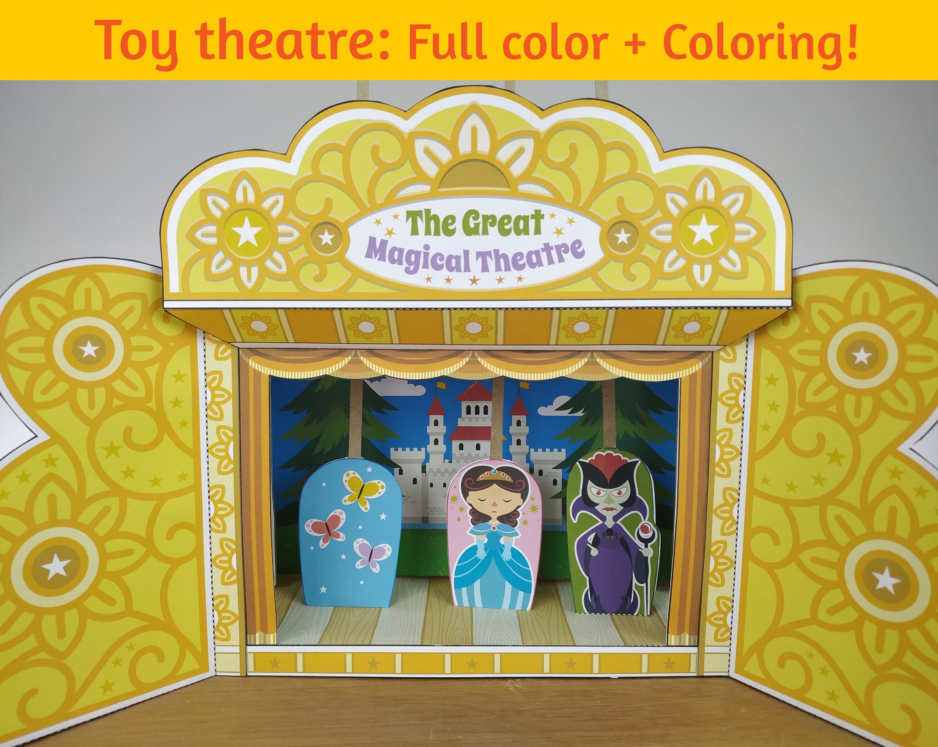 Toy Theatre, Yellow, Toy Theater, Paper Puppets, Fairy Tale, Printable ...