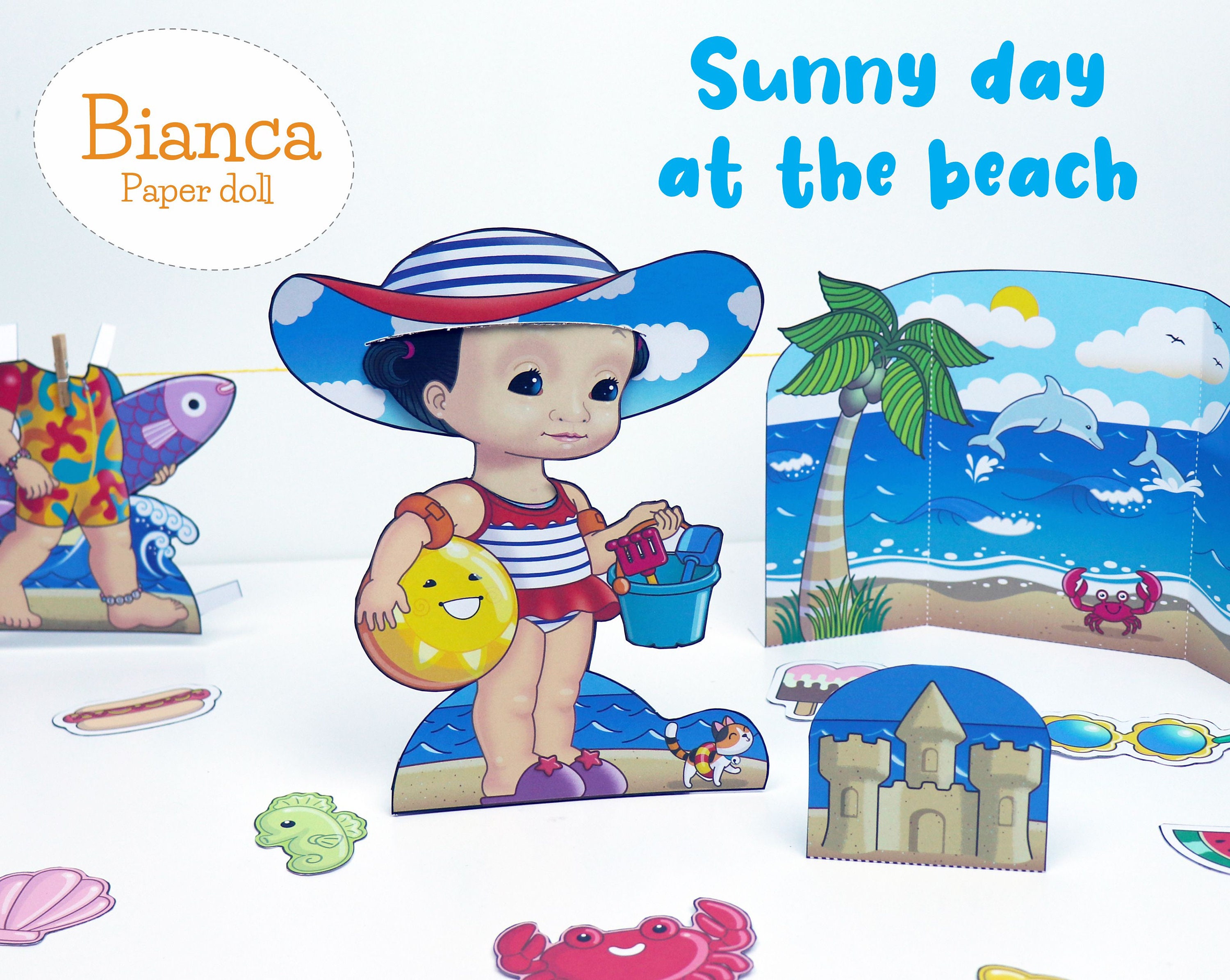 Paper Doll Sunny Sunsummer Day Beach Printable Paper - Etsy
