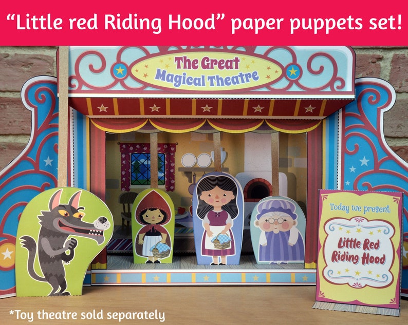 Paper Puppets Set, Fairy Tale, Printable, Coloring, Paper Craft, Paper ...