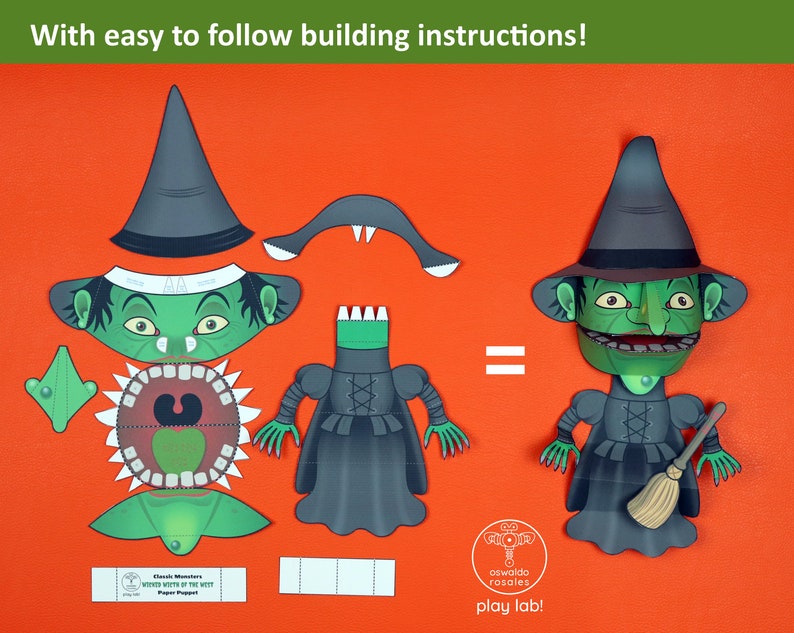 Wicked Witch of the West, Paper Puppet, Halloween, Printable ...