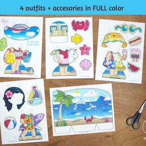 Paper Doll, Sunny, Sun,summer, Day, Beach, Printable, Paper Set, Paper ...