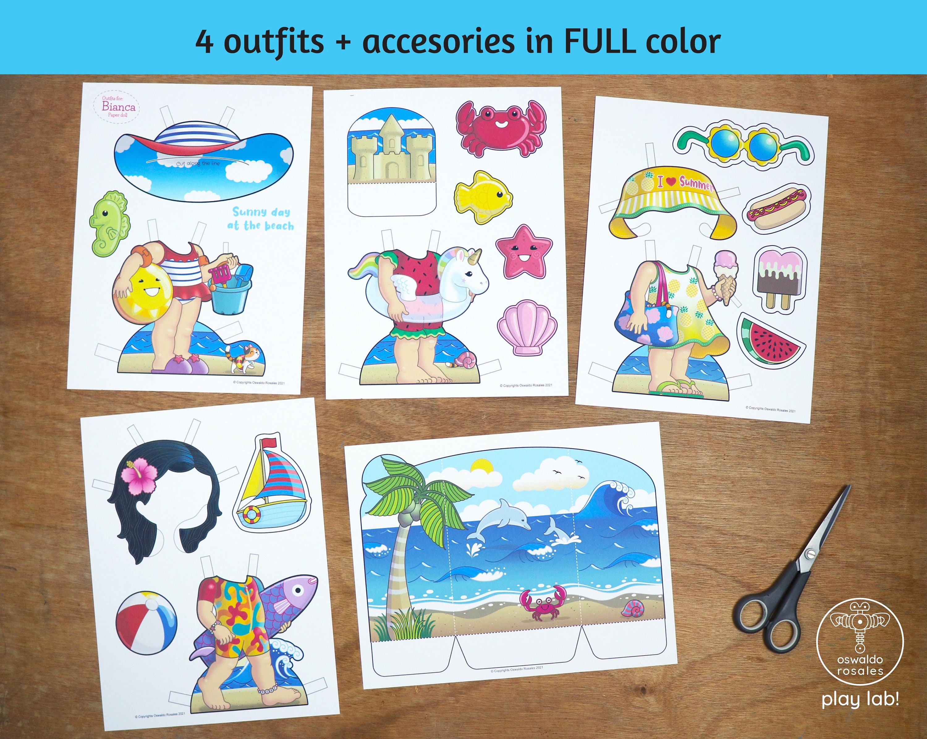 Paper Doll Sunny Sunsummer Day Beach Printable Paper - Etsy