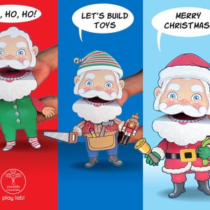 Santa Claus, Paper Puppet, Christmas, Holiday, Printable, Papercraft ...