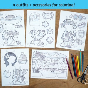 Paper Doll, Sunny, Sun,summer, Day, Beach, Printable, Paper Set, Paper ...