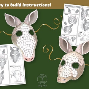 Armadillo, Paper Mask, North American Animal, Printable, Paper Craft ...