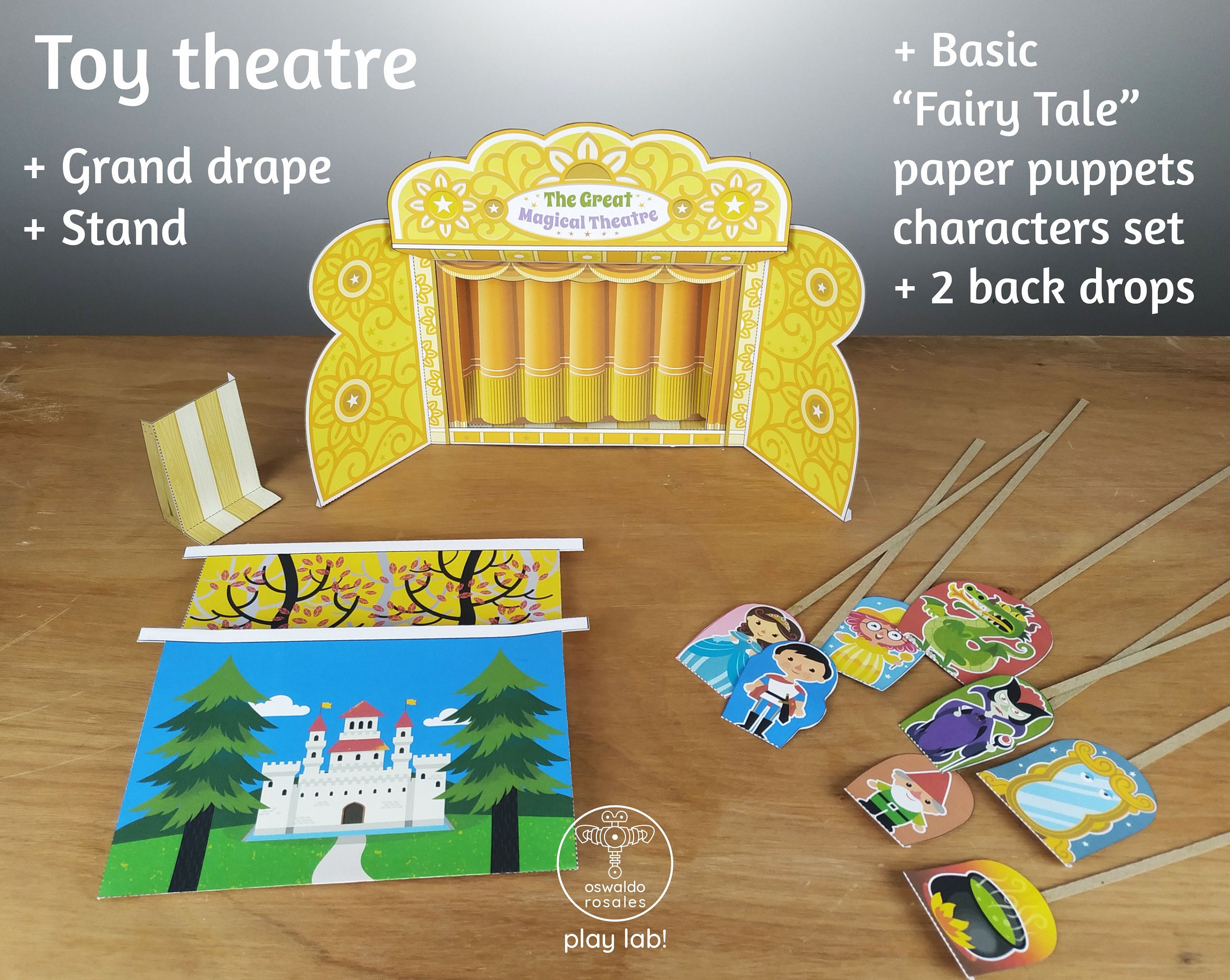 Toy Theatre, Yellow, Toy Theater, Paper Puppets, Fairy Tale, Printable ...