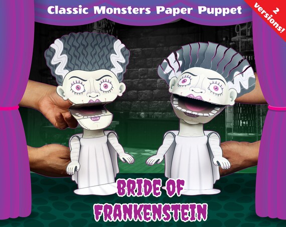 Bride of Frankenstein Paper Puppet Halloween Holiday | Etsy