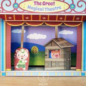 Paper Puppets Set, Three Little Pigs, Fairy Tale, Printable, Coloring ...