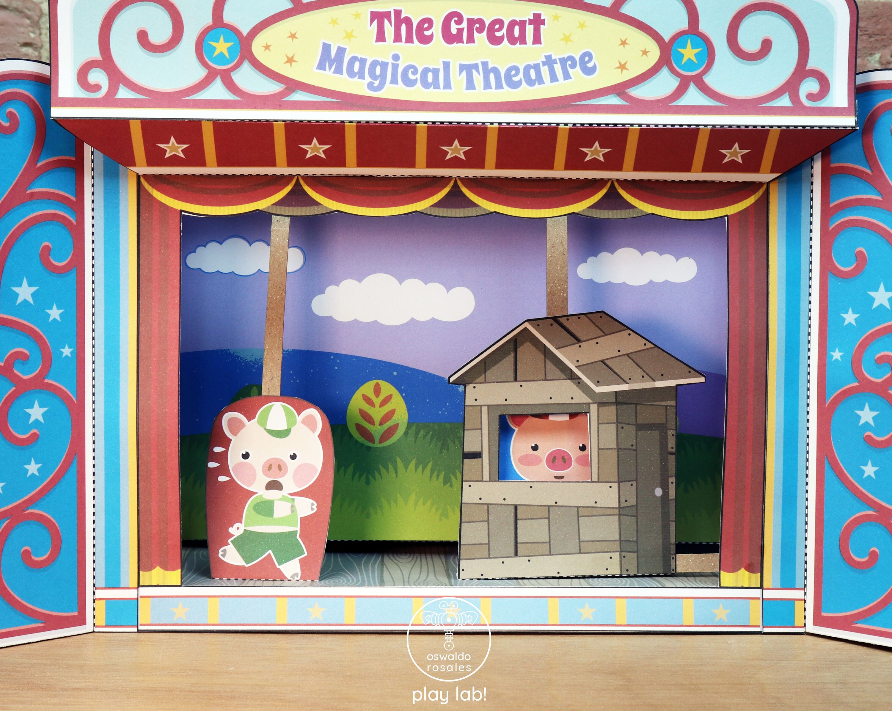 Paper Puppets Set, Three Little Pigs, Fairy Tale, Printable, Coloring ...