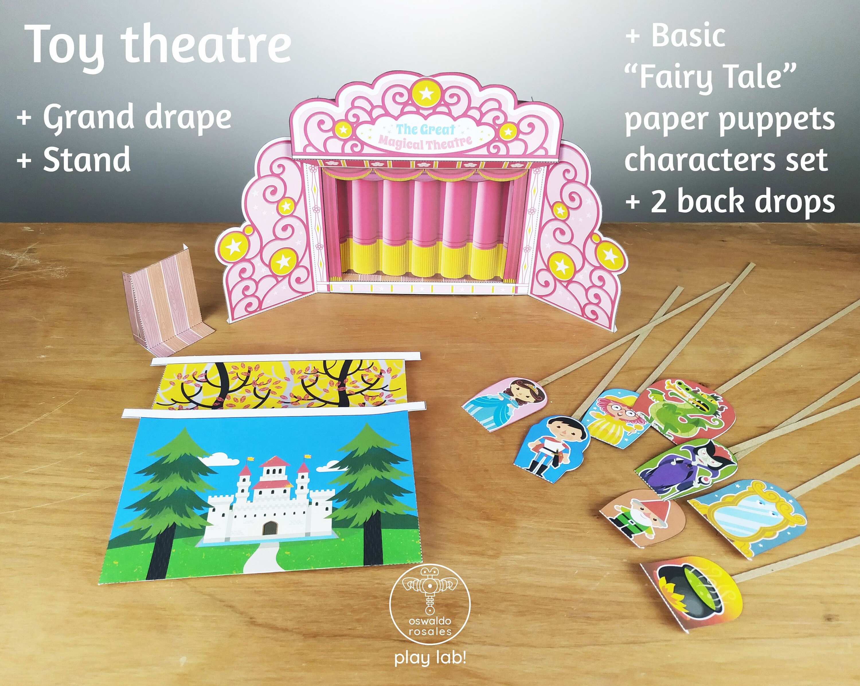 Toy Theatre, Pink, Toy Theater, Paper Puppets, Fairy Tale, Printable ...