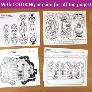Paper Puppets Set, Hansel and Gretel, Fairy Tale, Printable, Coloring ...
