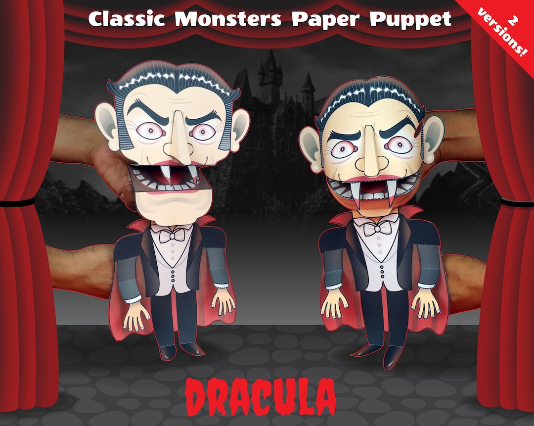 Dracula, Paper Puppet, Halloween, Holiday, Printable, Papercraft, Paper ...