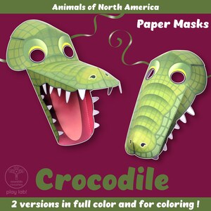 Crocodile, Paper Mask, North American Animal, Printable, Paper Craft ...