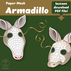 Armadillo, Paper Mask, North American Animal, Printable, Paper Craft ...