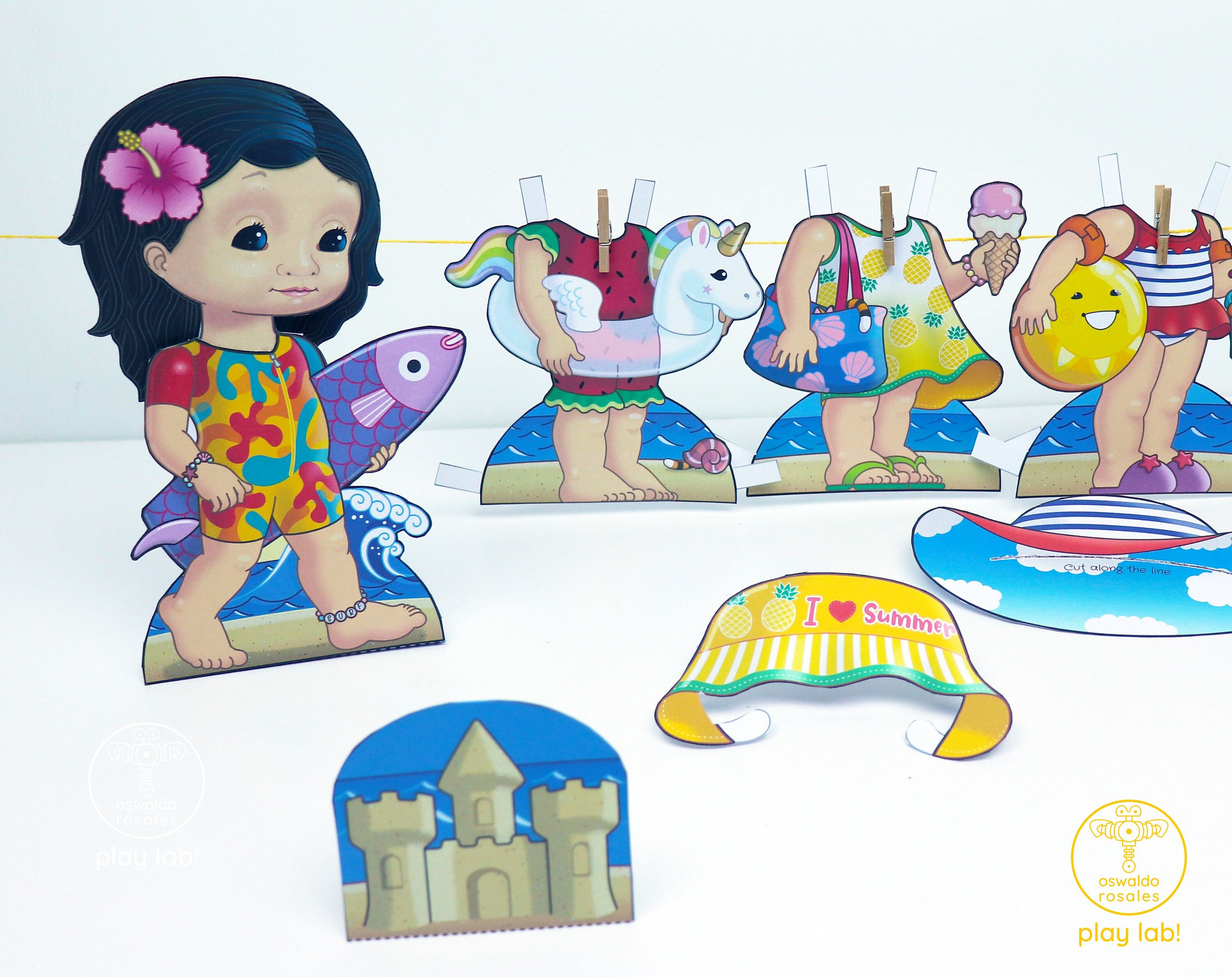 Paper doll sunny sunsummer day beach printable paper - Etsy 日本