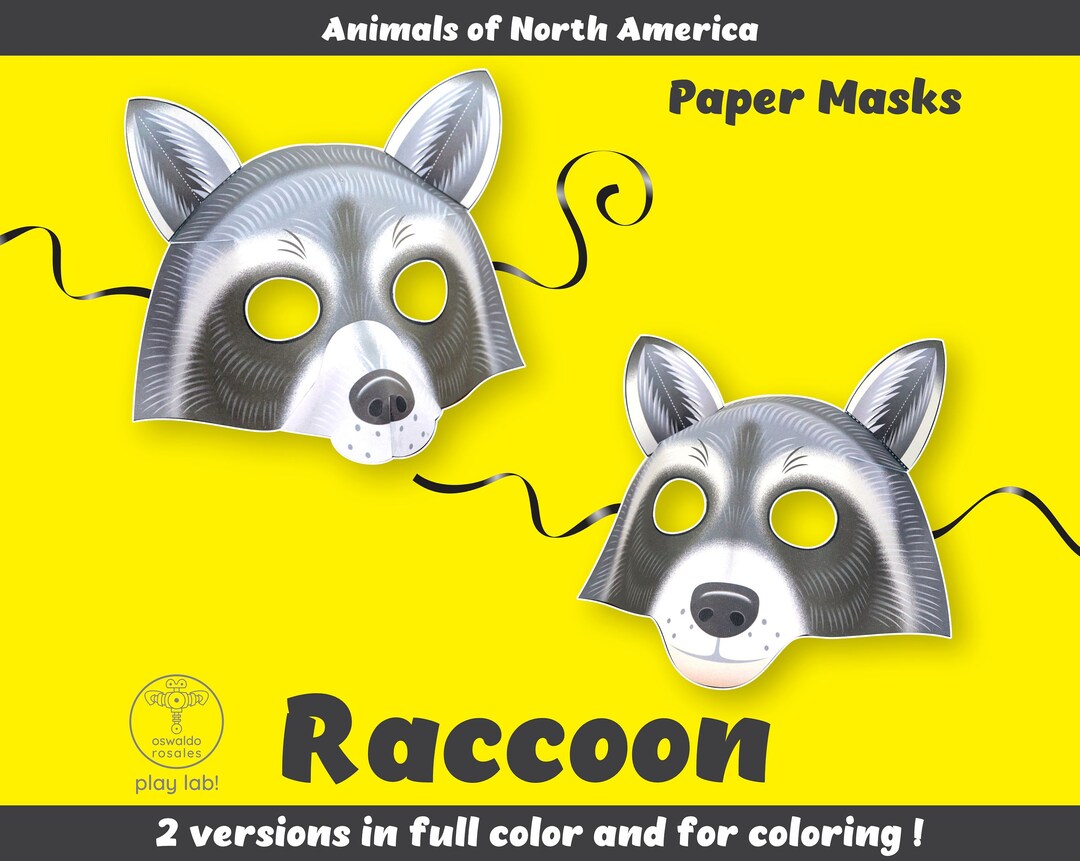 Raccoon, Paper Mask, North American Animal, Printable, Paper Craft ...