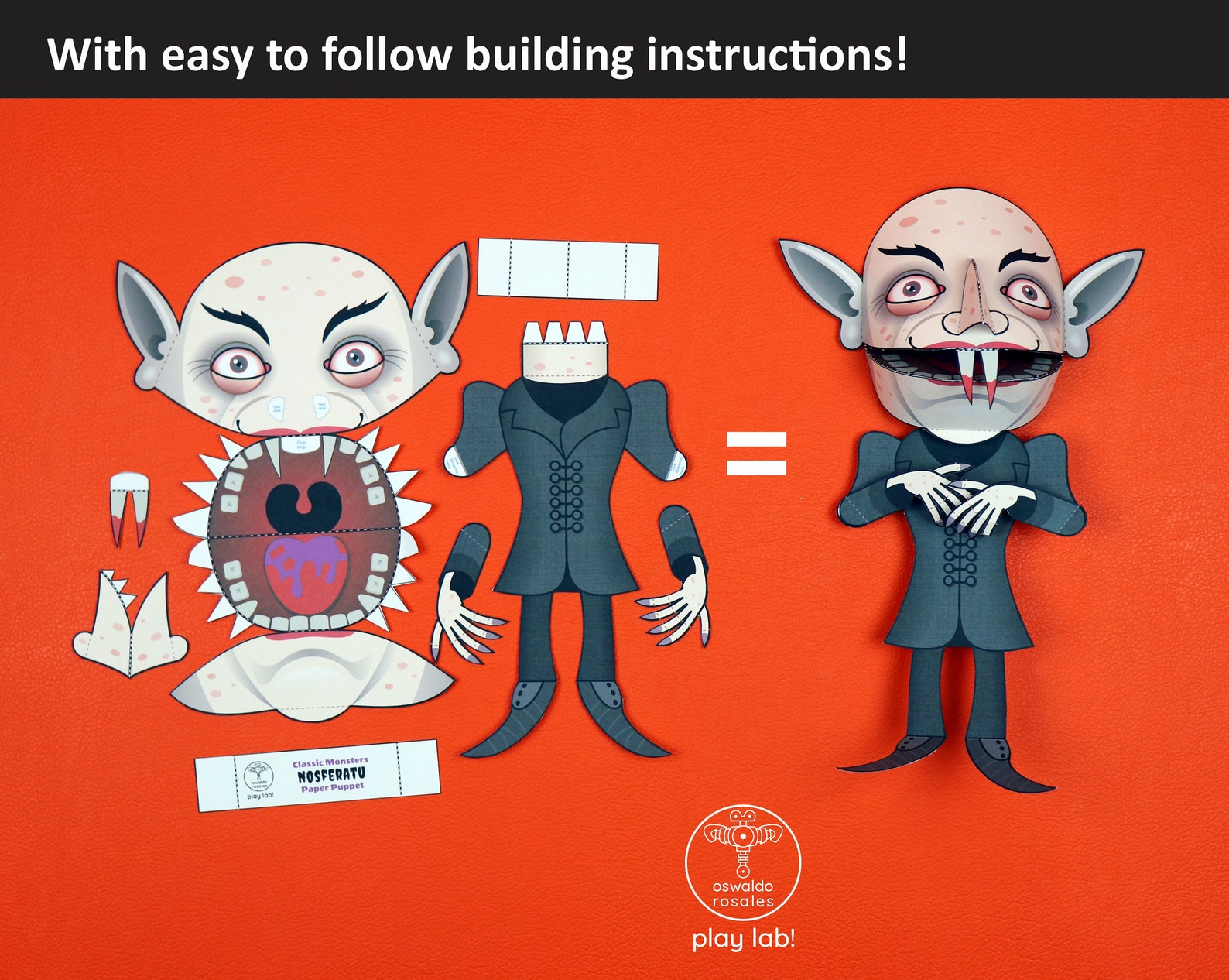 Nosferatu, Paper Puppet, Halloween, Holiday, Printable, Papercraft ...