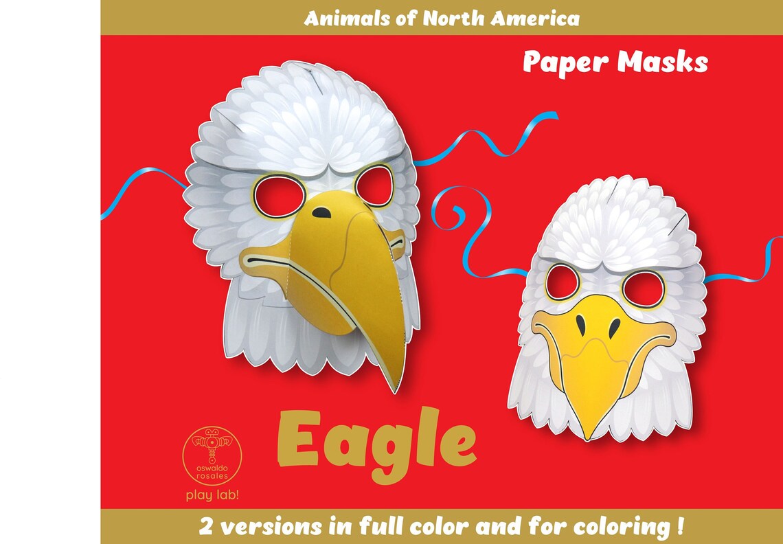 Eagle, Paper Mask, North American Animal, Printable, Paper Craft, Paper ...