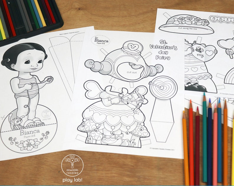 Paper Doll, St. Valentine, Holiday, Printable, Paper Set, Paper Craft ...