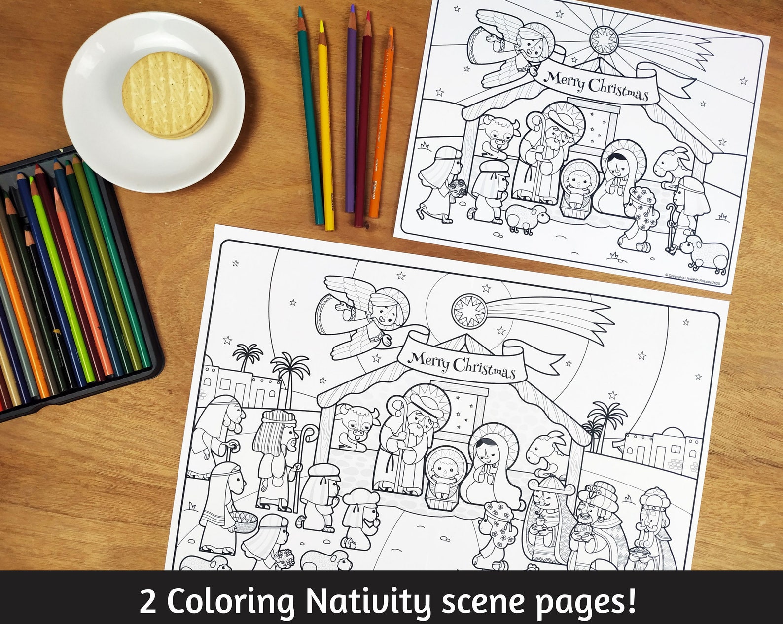 Nativity Scene, Holiday, Coloring Page, Coloring Sheet, Printable ...