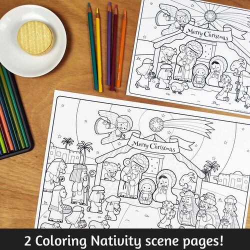 Nativity Scene Holiday Coloring Page Coloring Sheet - Etsy
