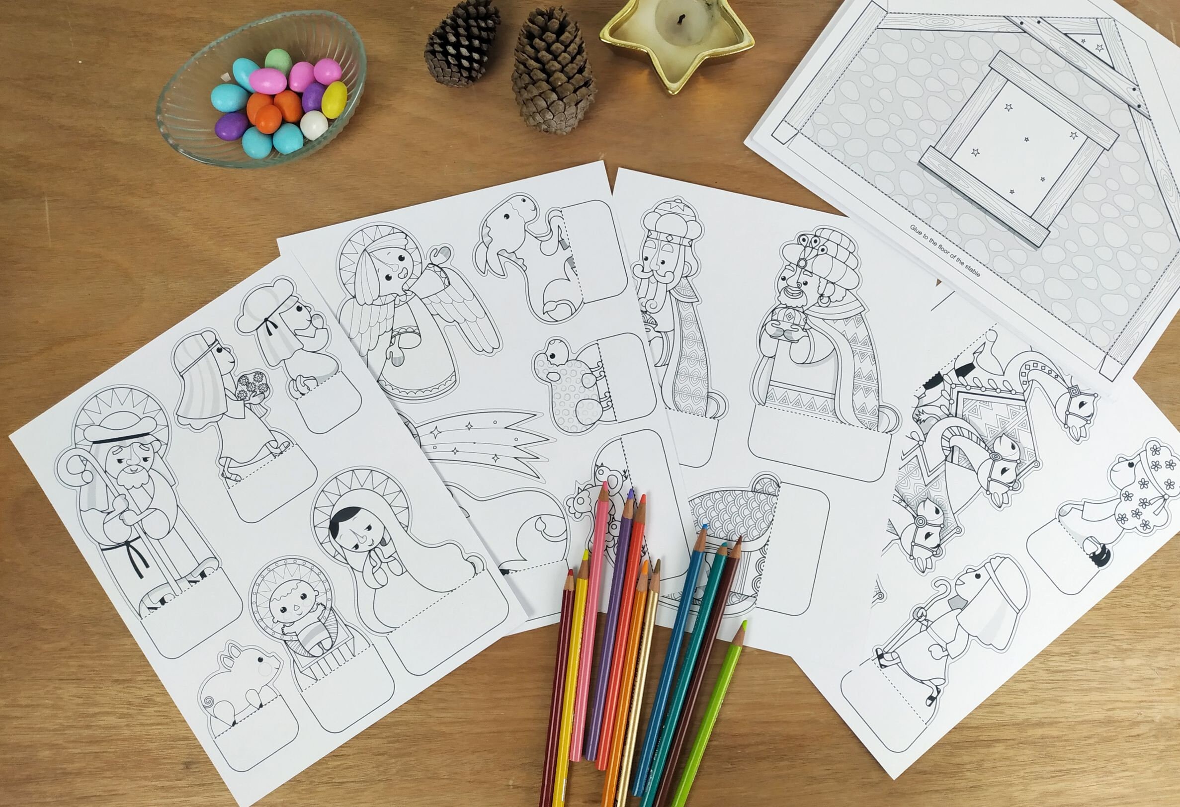 Nativity Scene Coloring Printable Paper Model Paper Set - Etsy