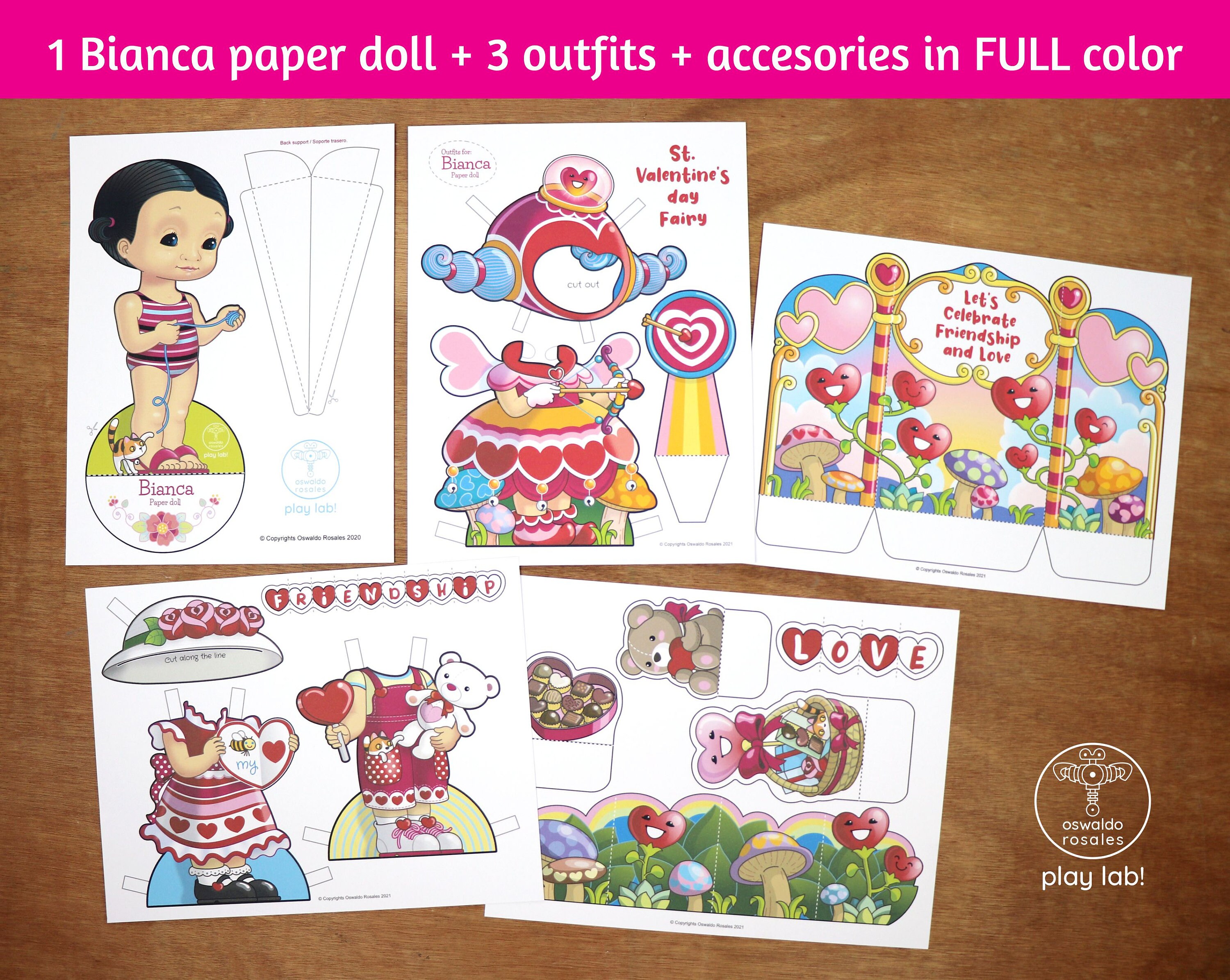 Paper Doll, St. Valentine, Holiday, Printable, Paper Set, Paper Craft ...