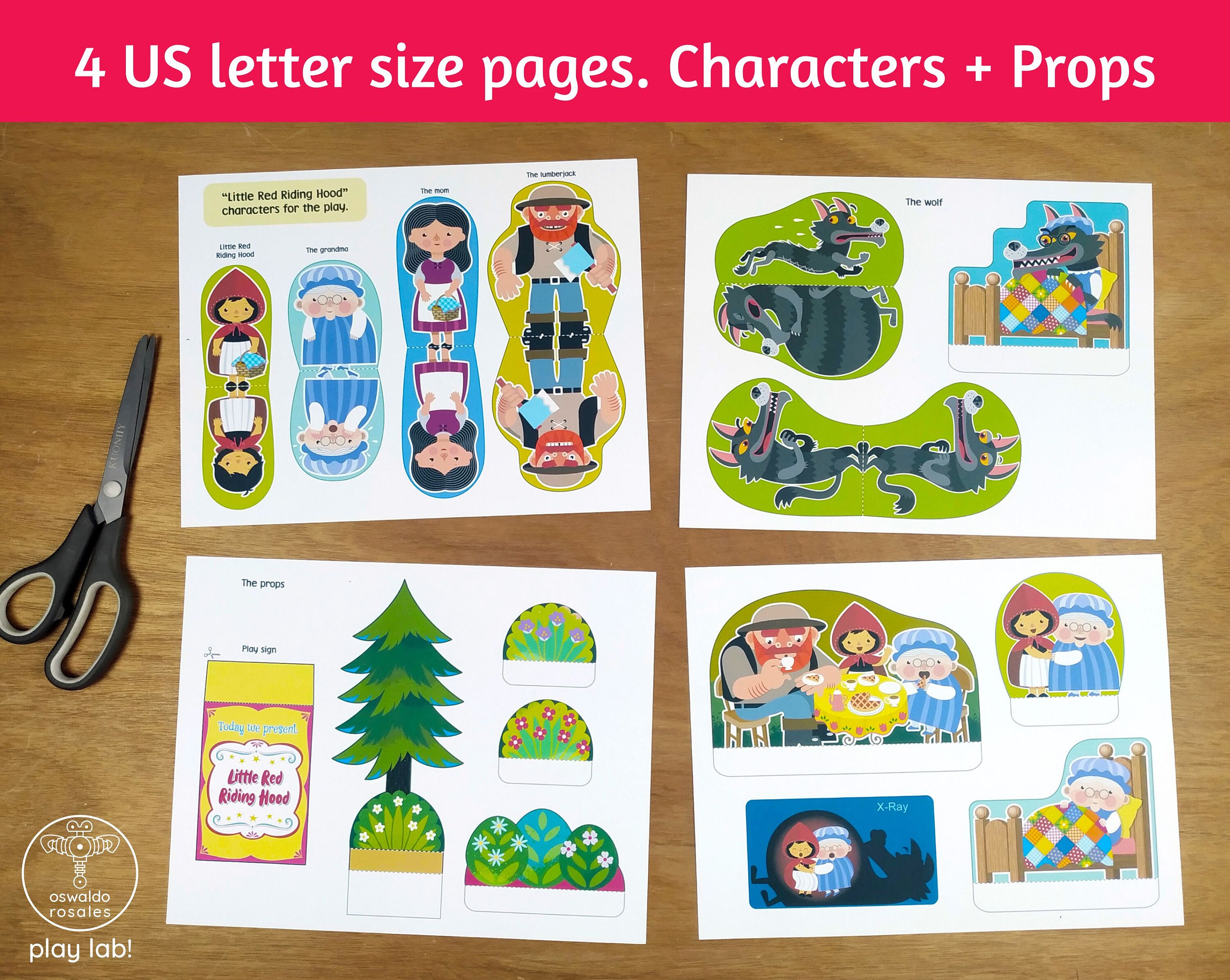 Paper Puppets Set, Fairy Tale, Printable, Coloring, Paper Craft, Paper ...