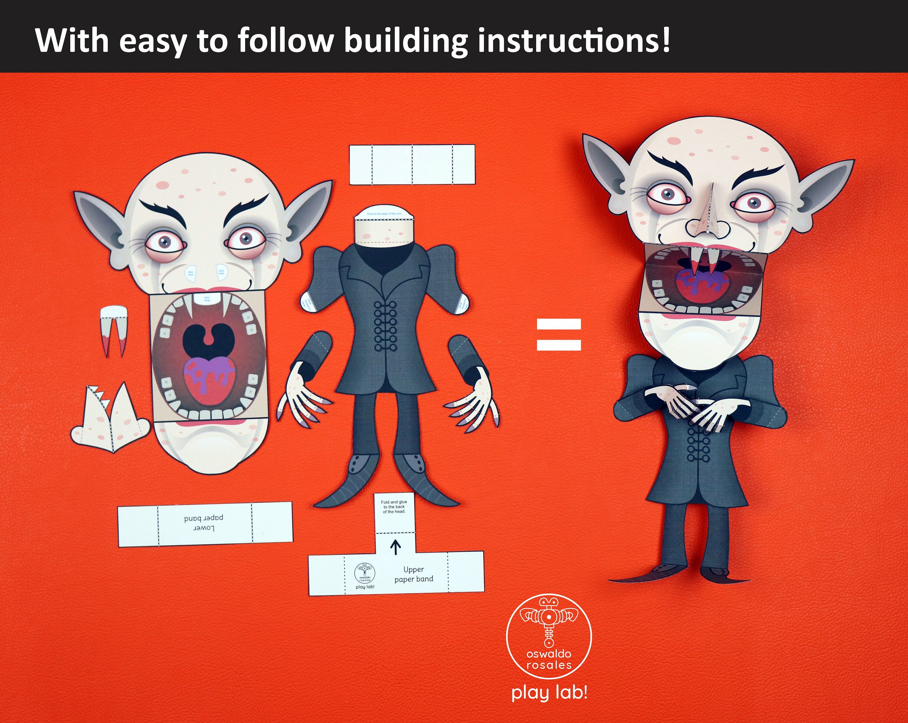 Nosferatu, Paper Puppet, Halloween, Holiday, Printable, Papercraft ...