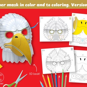 Eagle, Paper Mask, North American Animal, Printable, Paper Craft, Paper ...