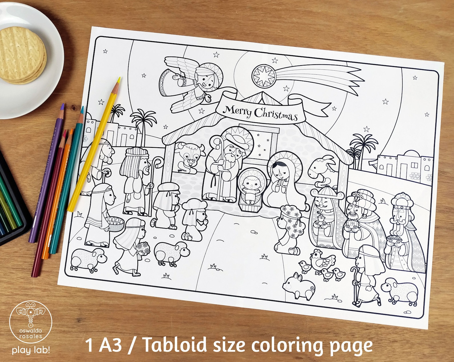 Nativity Scene, Holiday, Coloring Page, Coloring Sheet, Printable ...