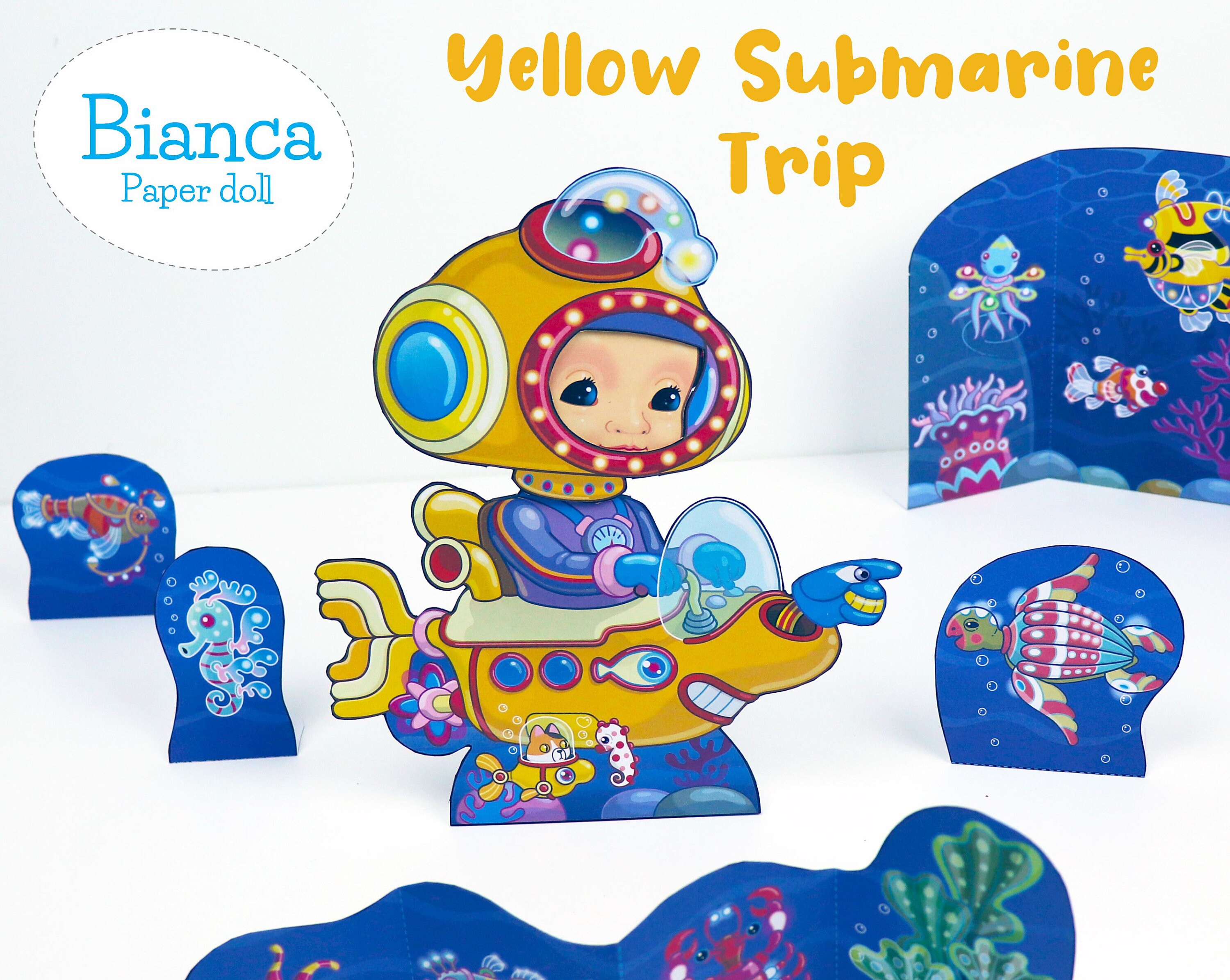 Paper Doll, Yellow Submarine, Captain, Printable, Paper Set, Paper ...