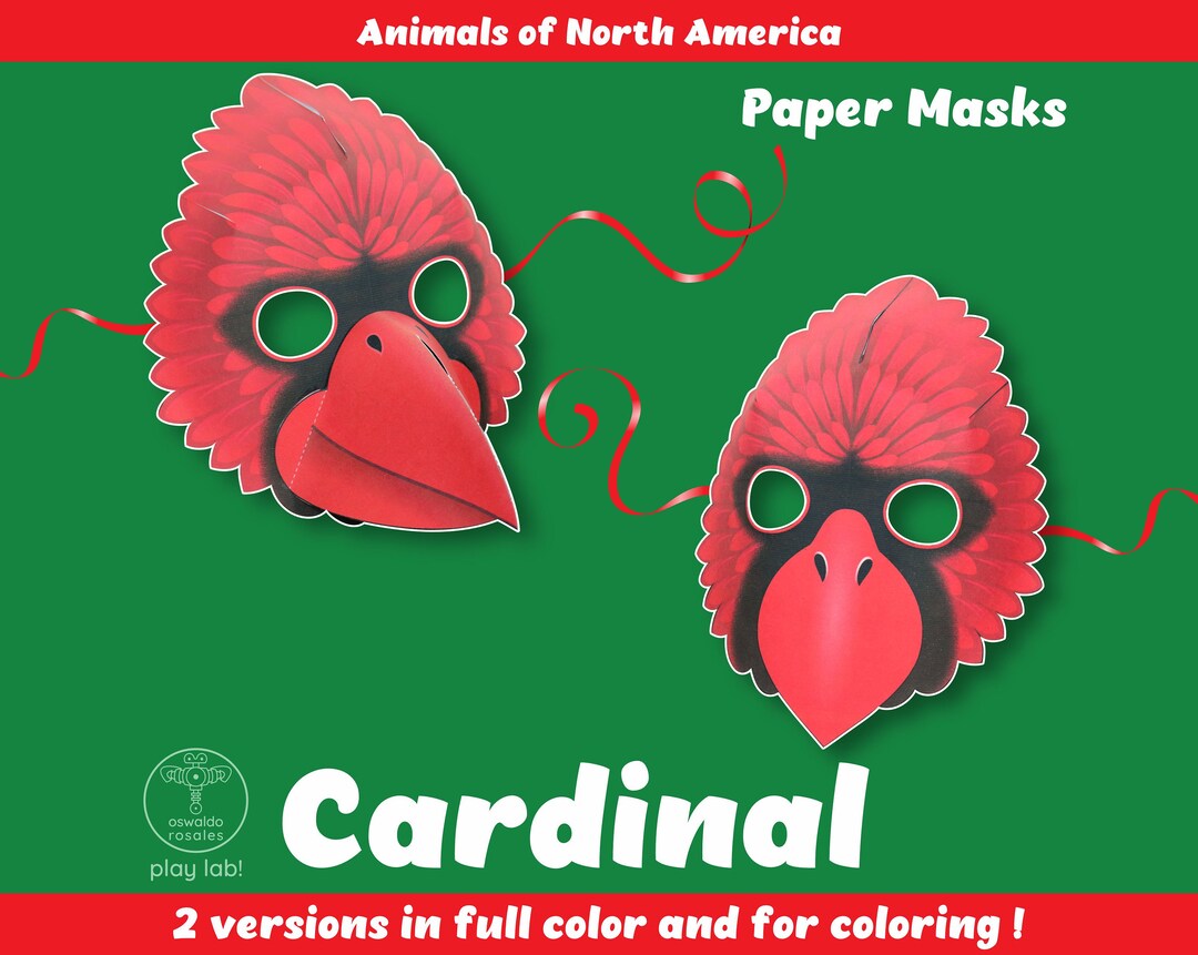 Cardinal, Paper Mask, North American Animal, Printable, Paper Craft ...