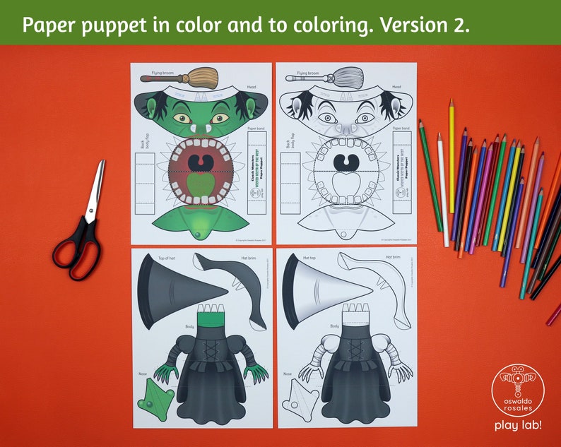 Wicked Witch of the West, Paper Puppet, Halloween, Printable ...