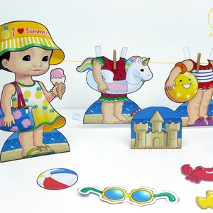 Paper Doll, Sunny, Sun,summer, Day, Beach, Printable, Paper Set, Paper ...