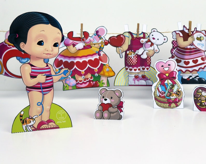 Paper Doll, St. Valentine, Holiday, Printable, Paper Set, Paper Craft ...