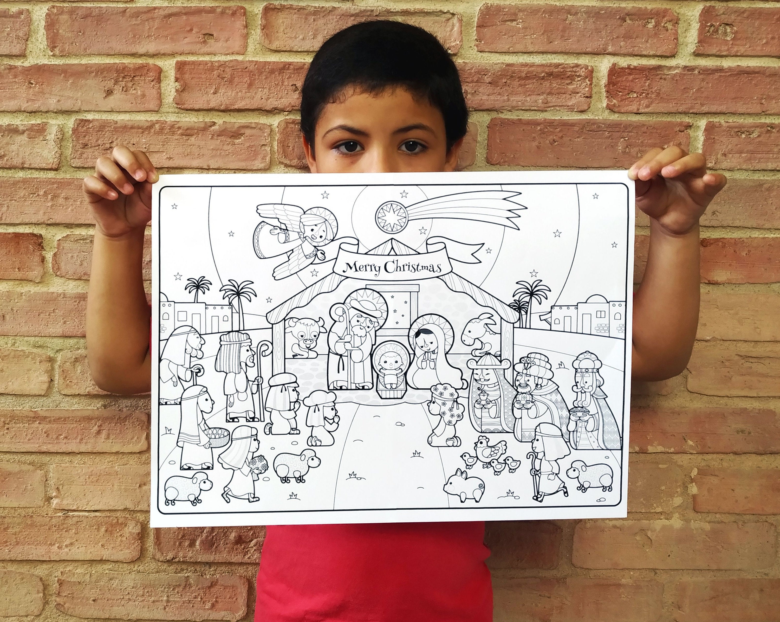 Nativity Scene, Holiday, Coloring Page, Coloring Sheet, Printable ...