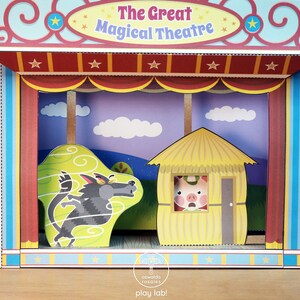 Paper Puppets Set, Three Little Pigs, Fairy Tale, Printable, Coloring ...