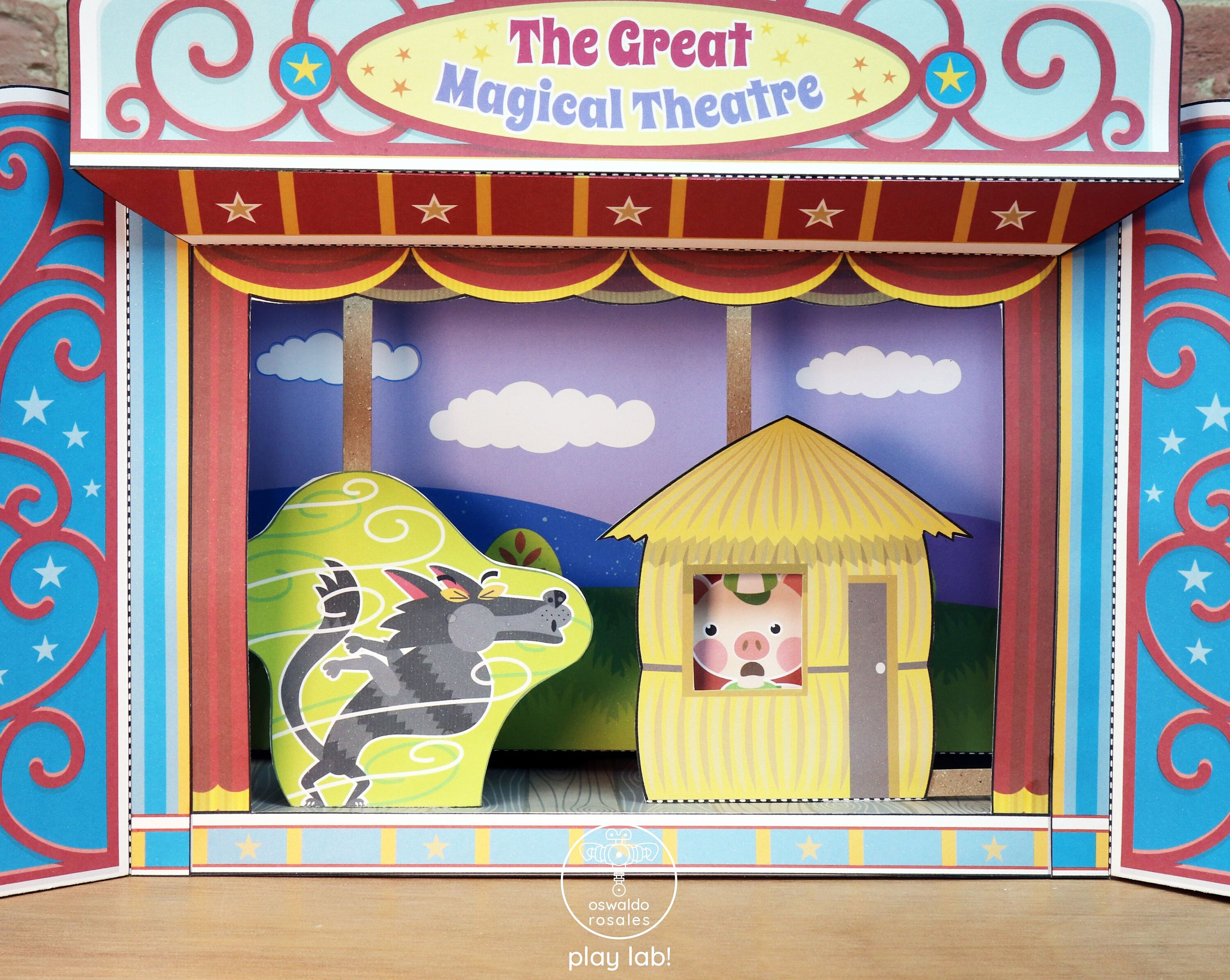 Paper Puppets Set, Three Little Pigs, Fairy Tale, Printable, Coloring ...