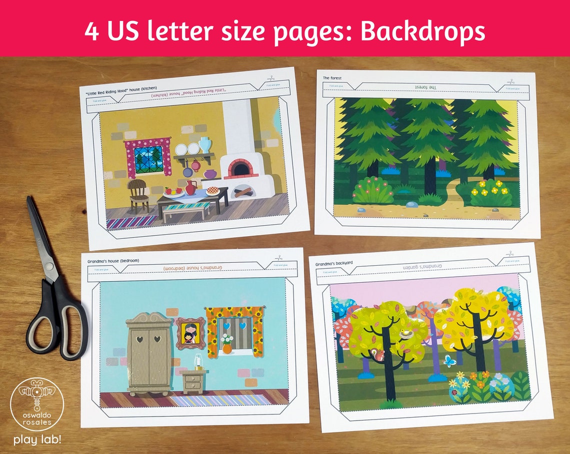 Paper Puppets Set, Fairy Tale, Printable, Coloring, Paper Craft, Paper ...