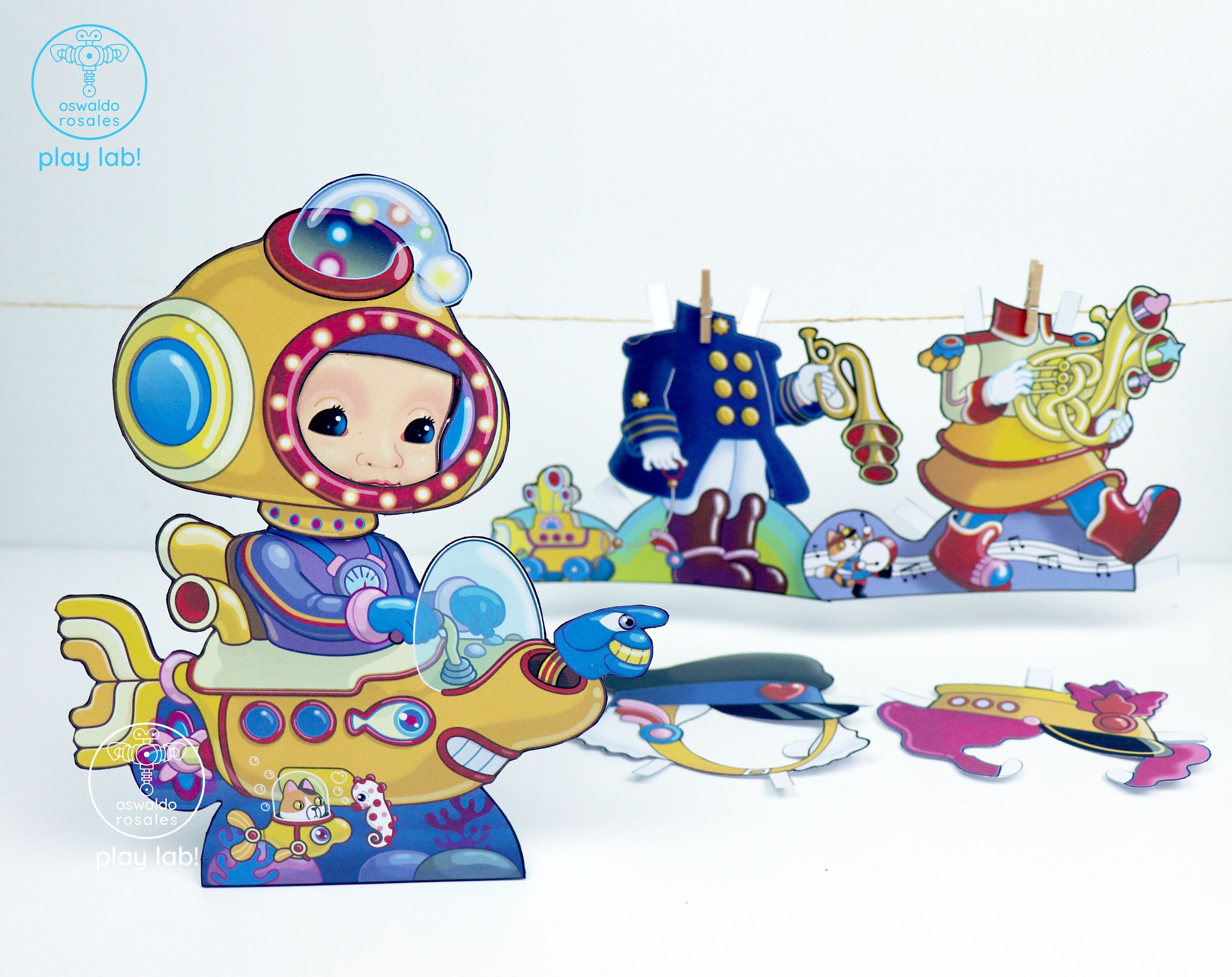 Paper Doll, Yellow Submarine, Captain, Printable, Paper Set, Paper ...