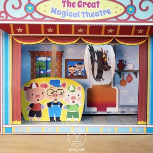 Paper Puppets Set, Three Little Pigs, Fairy Tale, Printable, Coloring ...